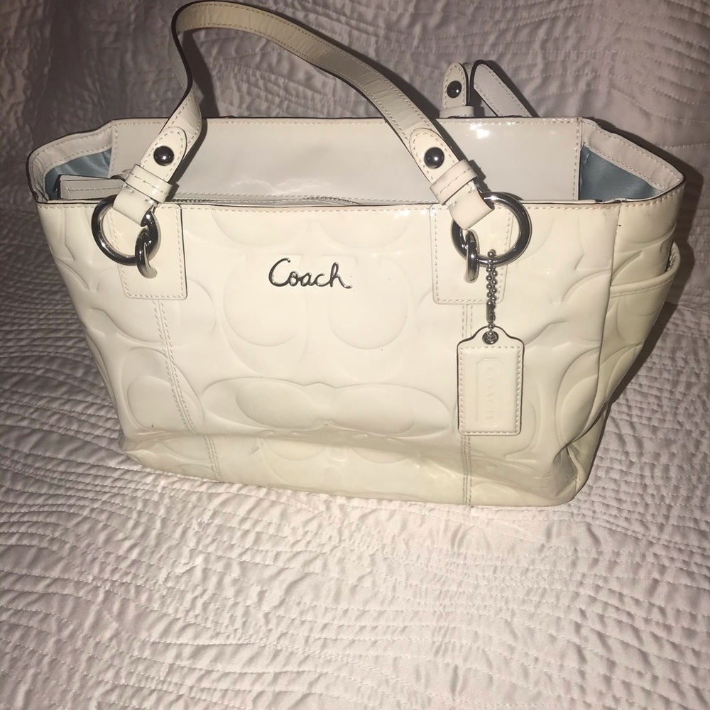 Coach Ivory Patent Leather Tote - Gem